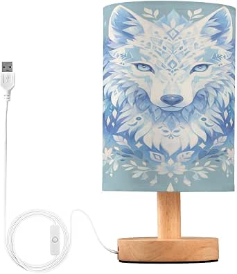 Yuiboo Lobos Estéticos Luces de noche Lámpara de mesa con sombras para ...