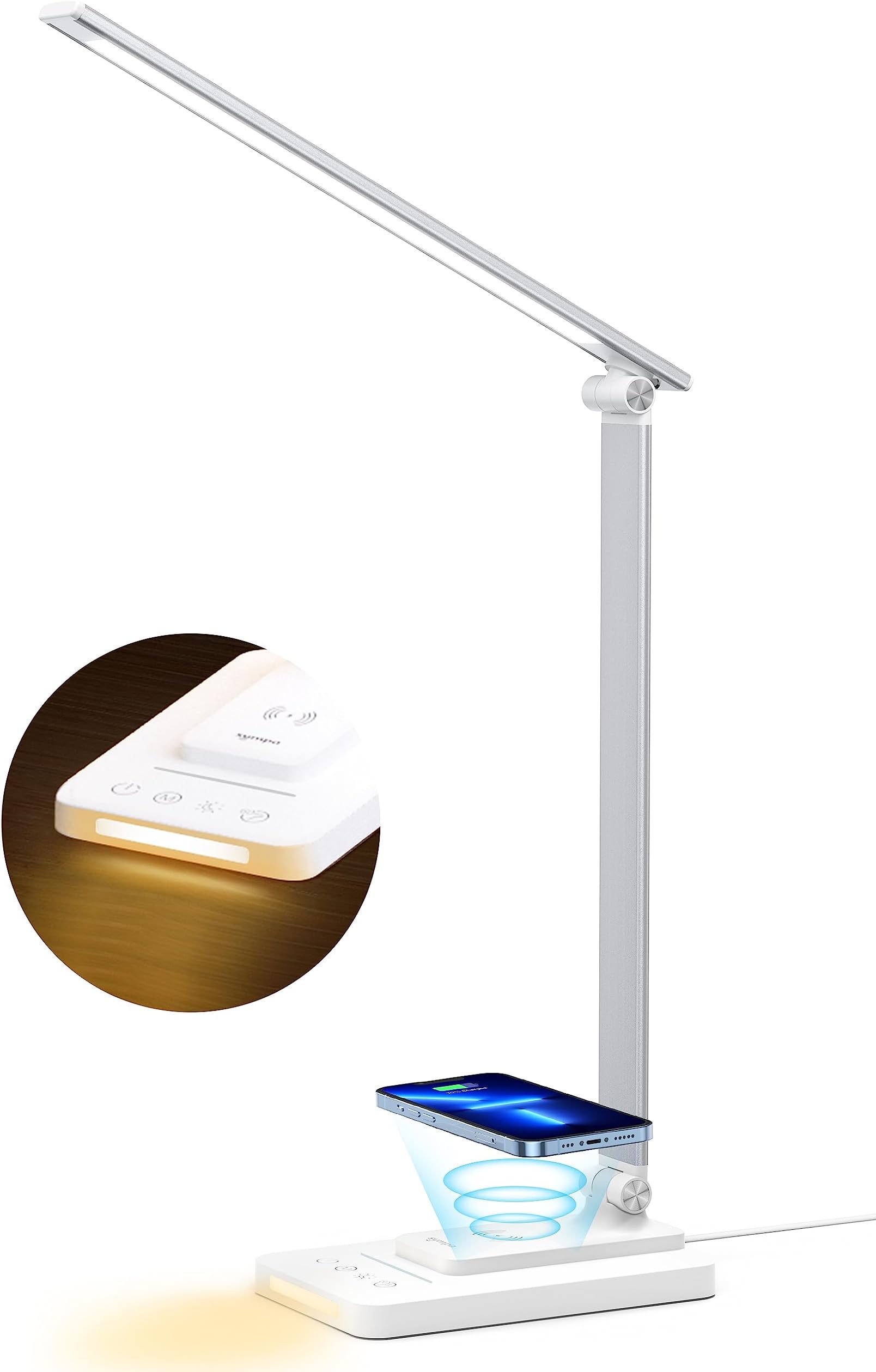Amazon.com: LED Desk Lamp, Desk Lamp with Wireless Charger, Dimmable ...