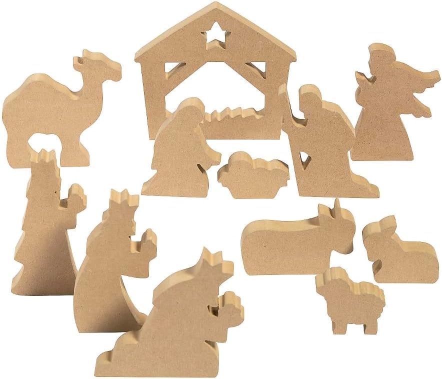 Amazon.com: DIY Unfinished Wood Nativity Set - Christmas Decoration ...