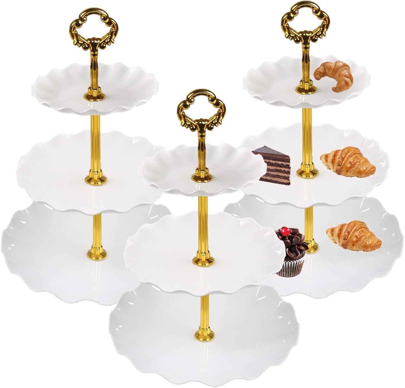 Quanerba (3 Pack) 3 Tiers Cake Stands, Cake Display Plastic, Reusable ...