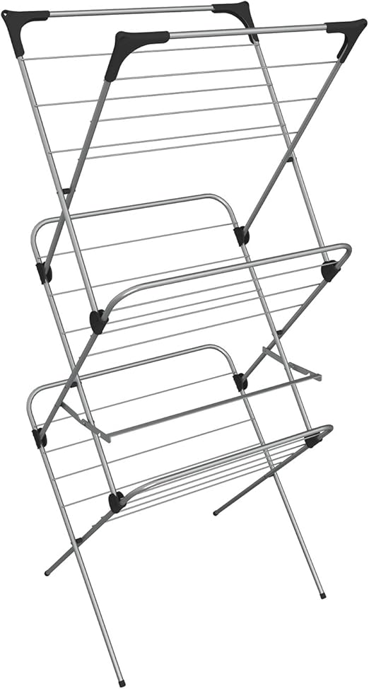 Vileda Sprint 3-Tier Clothes Airer, Indoor Clothes Drying Rack with 20 ...