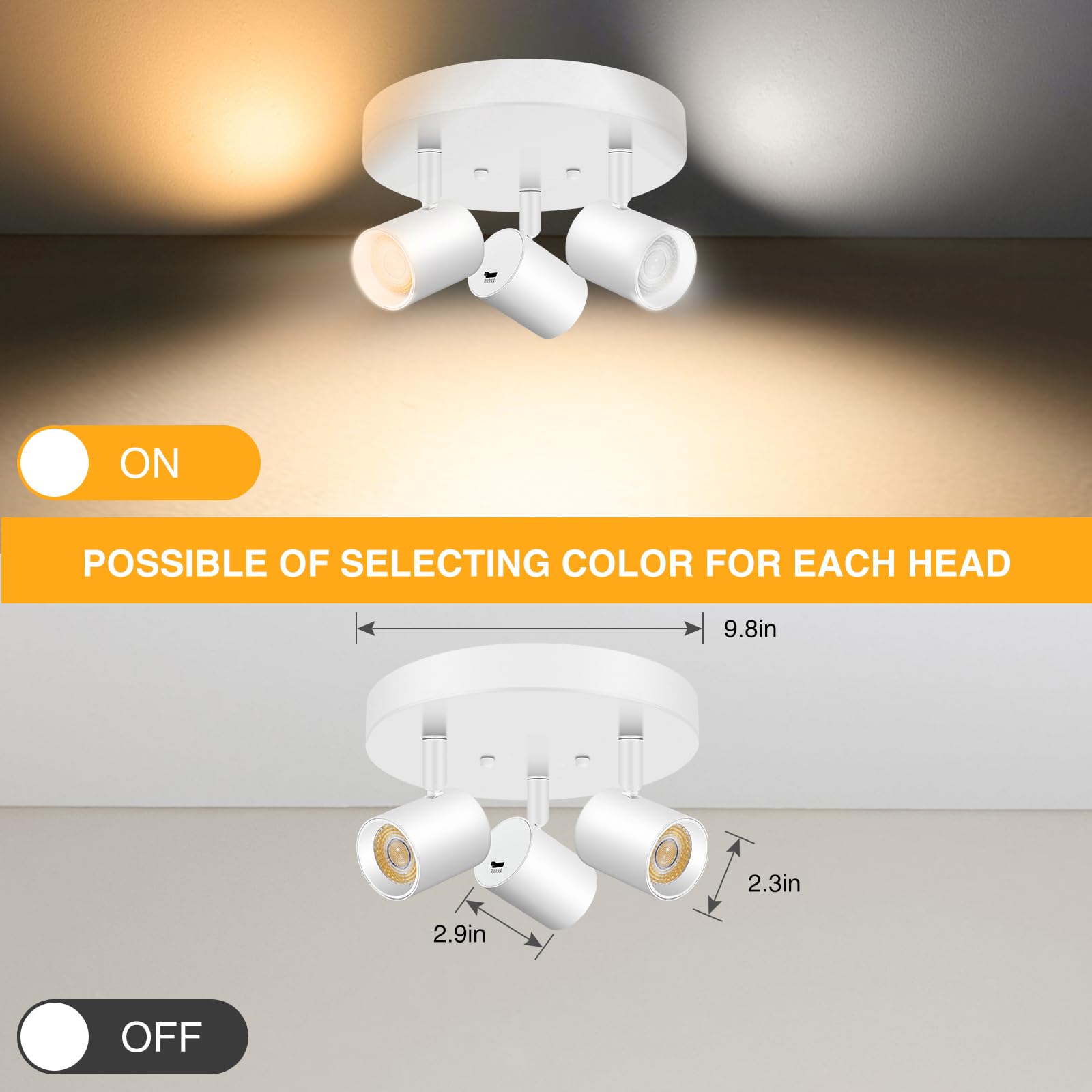 Snapklik.com : 5 Color 3 Light LED Ceiling Spot Light Indoor Flush ...