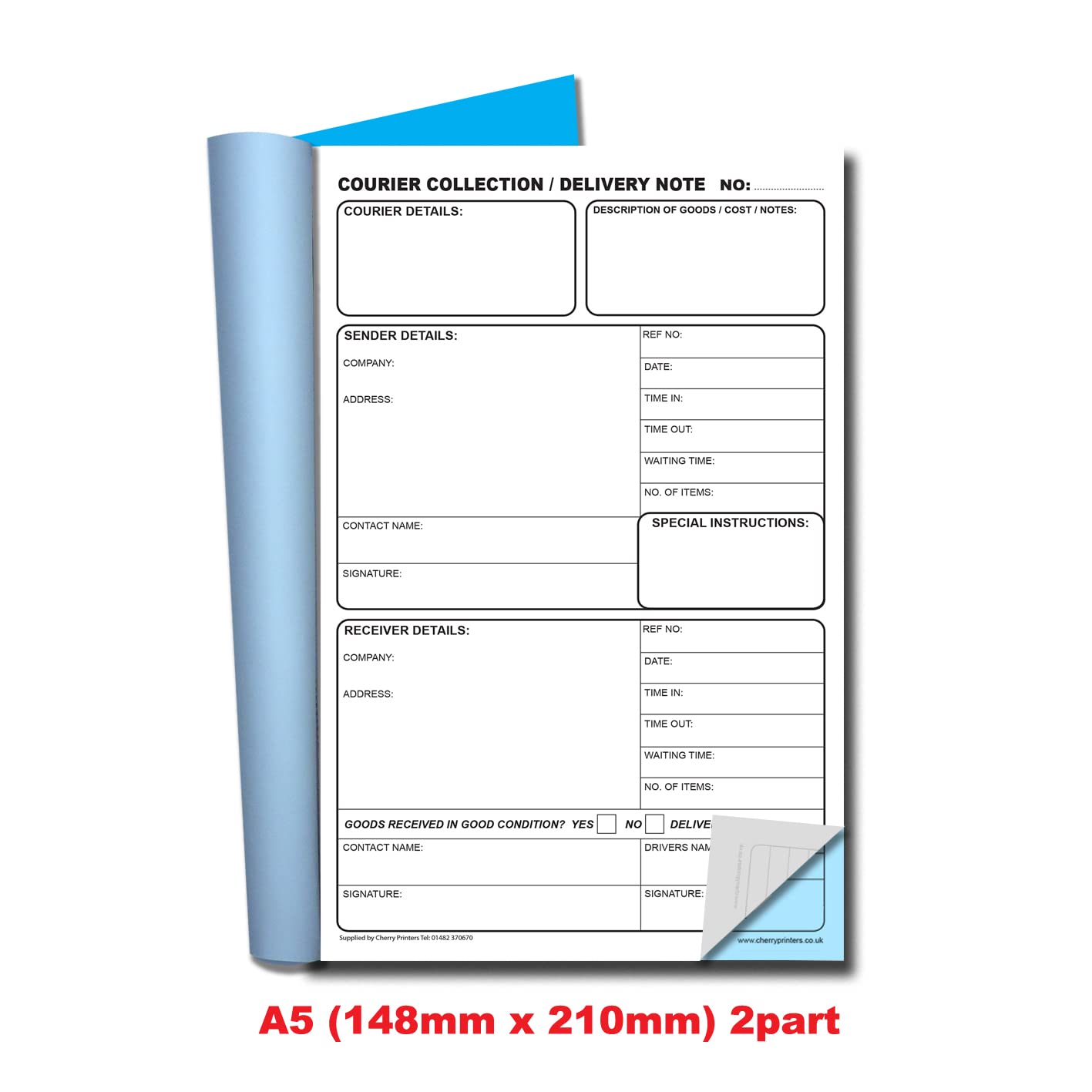 Cherry Carbonless Courier Collection Delivery Note Duplicate Book A5 ...