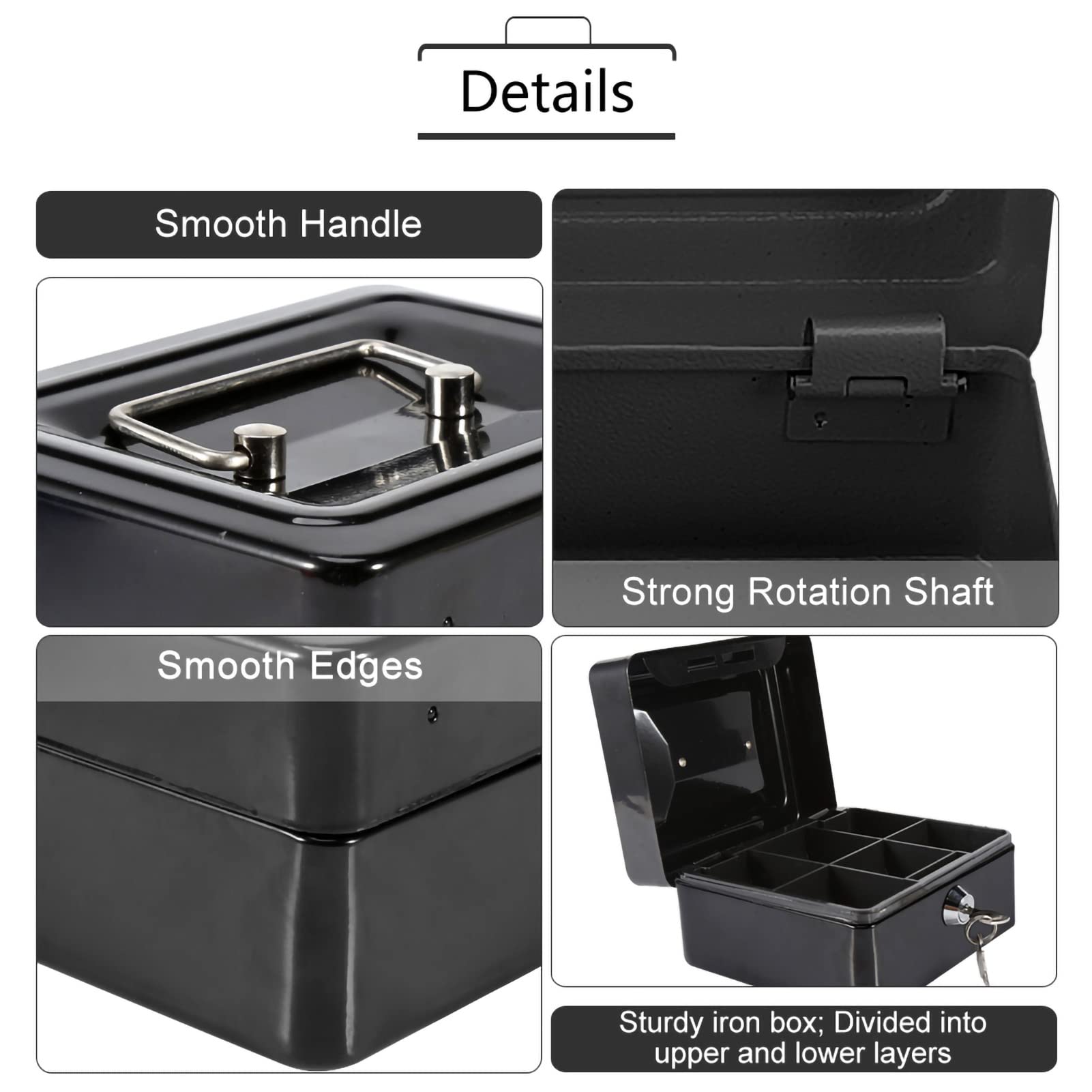 Lockable Cash Box Small Metal Cash Box With Lock - Money Box For Coins ...