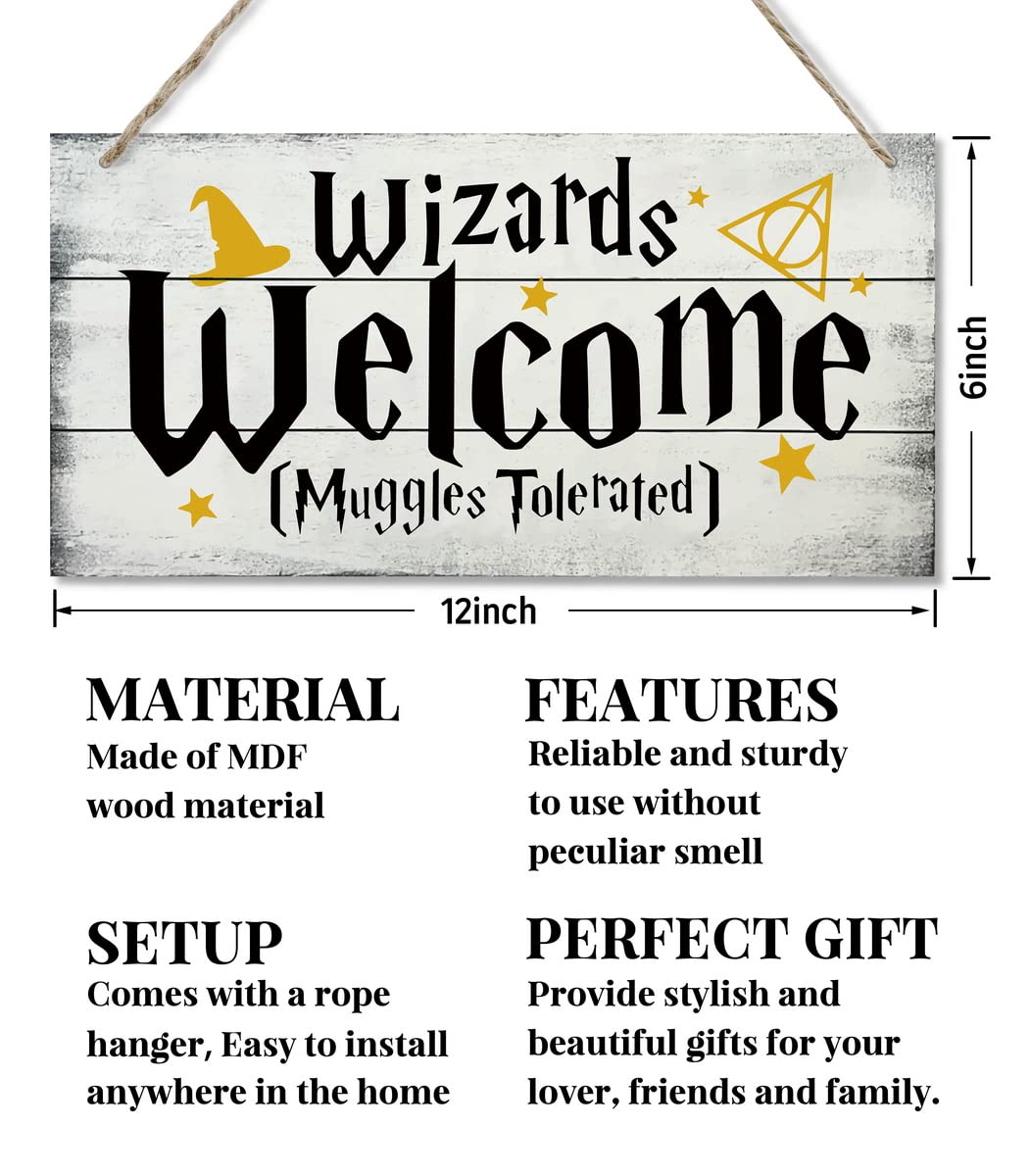 Wizards Welcome Decor Sign, Printed Wood Wall Art Sign, Funny Home ...