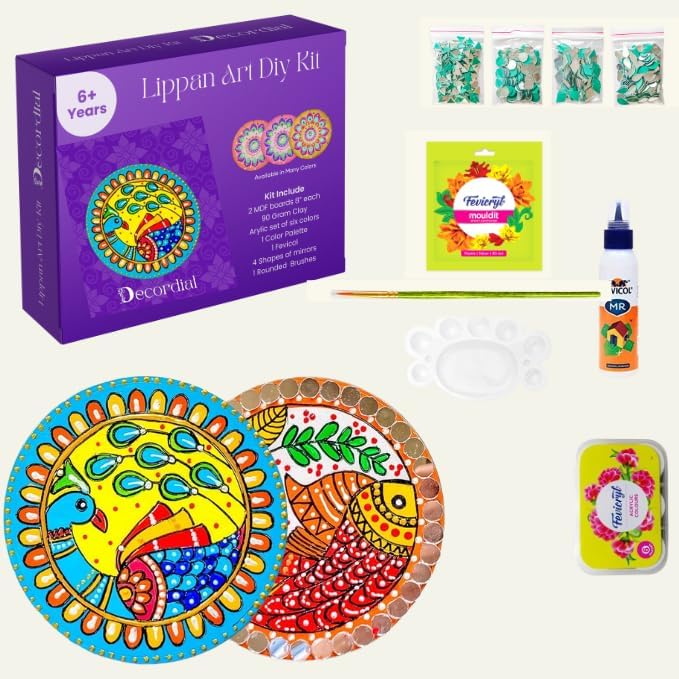 Decordial madhubani& Mandala Art Materials DIY kit with 8 inch 2 Round ...