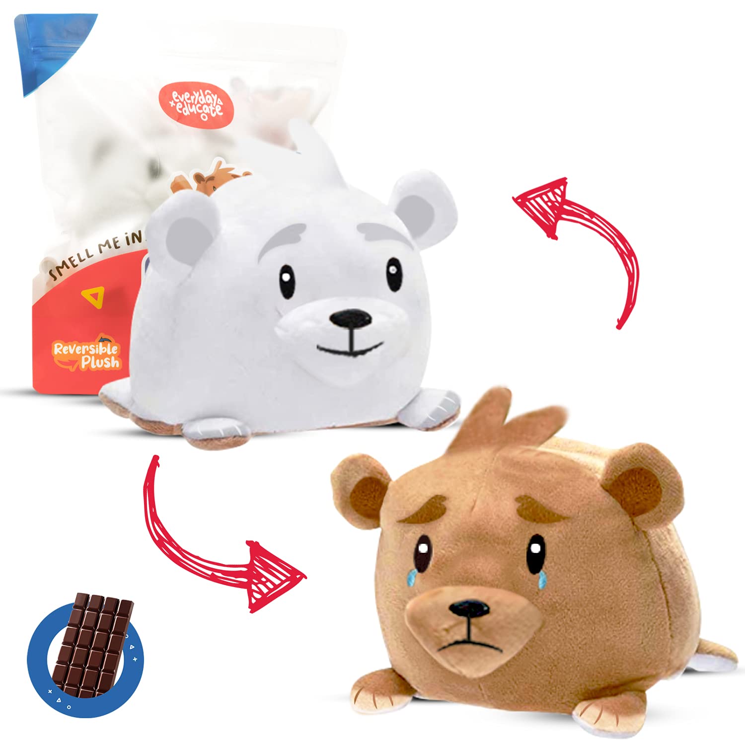 Buy Reversible Toy Plush for Girls & Boys, Educational Mood Regulating ...