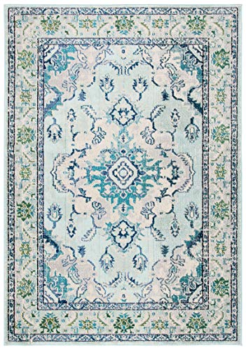 SAFAVIEH Monaco Collection Area Rug - 6'7" x 9'2", Light Blue & Ivory ...