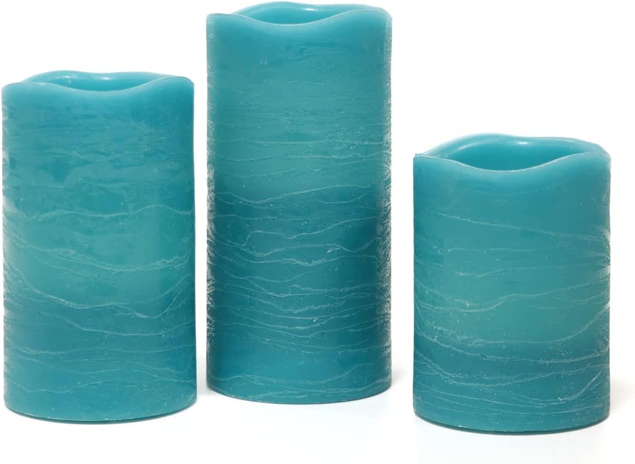 Amazon.com: Eionryn Teal Turquoise Marble Texture Flameless Candles ...