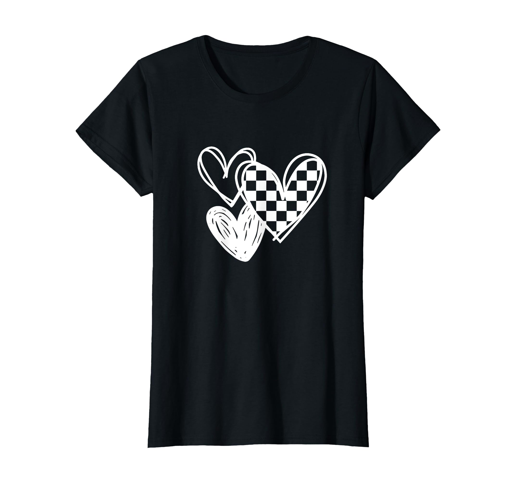 Amazon.com: Checker Flag Racing Heart Car Auto Racing Racetrack T-Shirt ...