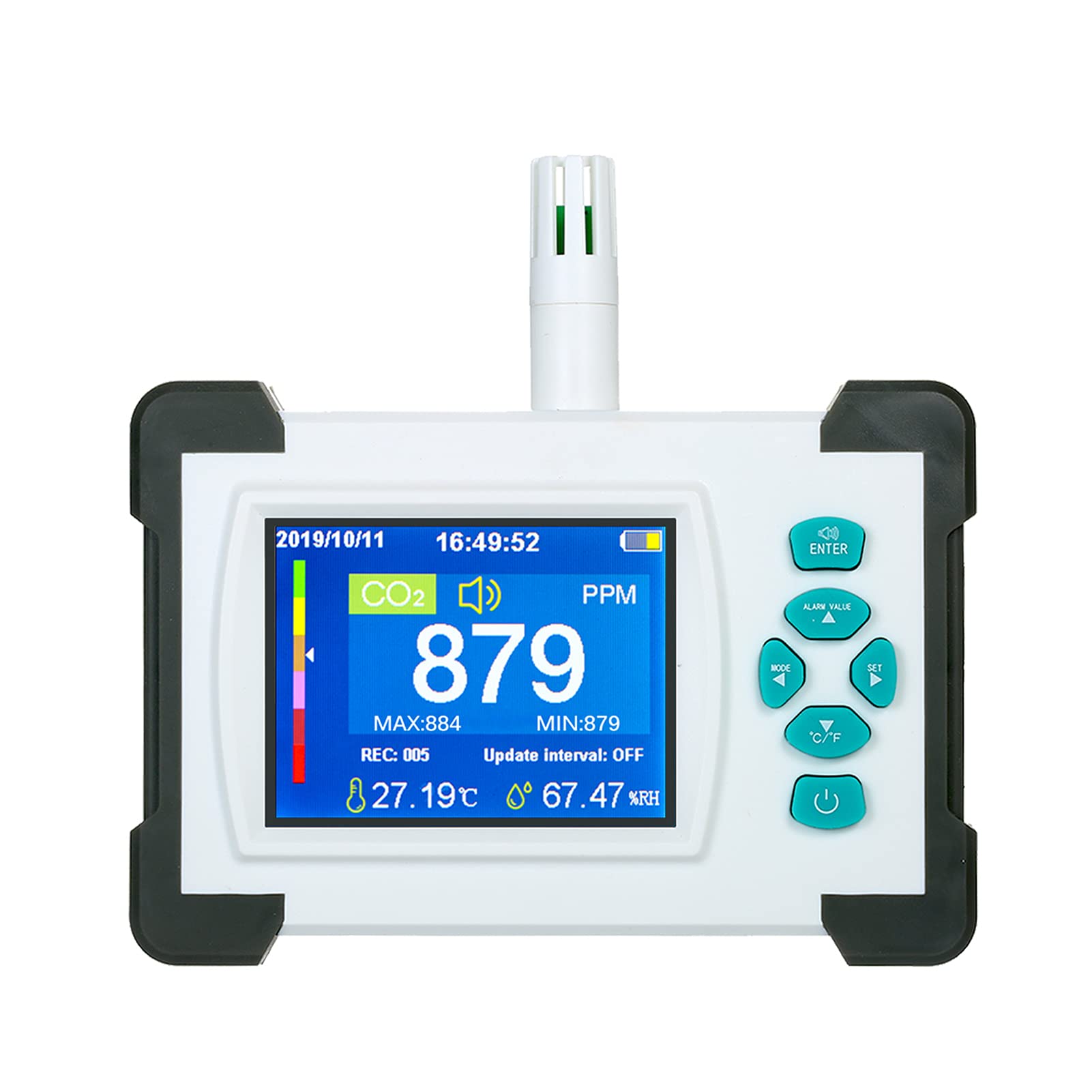 Carbon Dioxide Detector With Rechargeable Battery Portable Co2 Meter ...