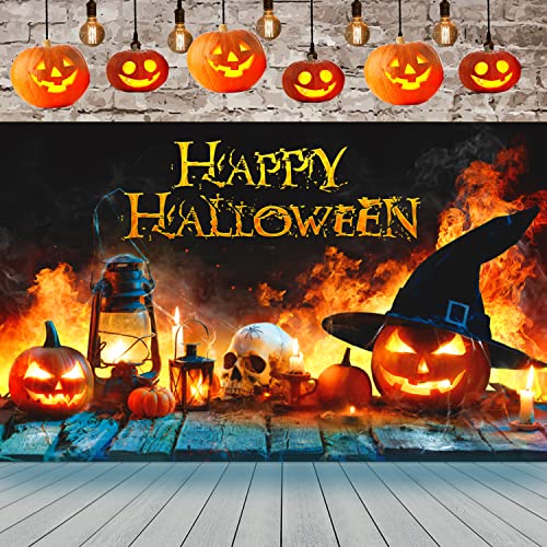 Pumpkin Happy Halloween Backdrop Banner,Horror Moon Night Scary ...