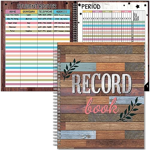 Snapklik.com : Wood Grain Record Book Wood Teacher Record Book Wood ...