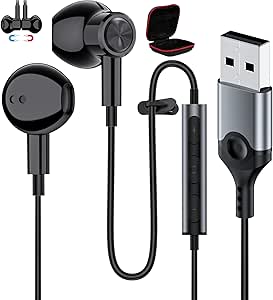Earbuds Earbuds with Microphone for PC, USB Earphones for Computer ...