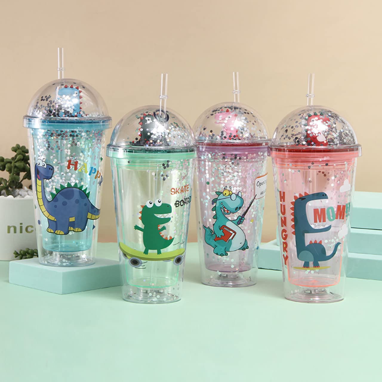 Buy Coco Kitchen Acrylic Glitter Printed Sipper with Straw & Lid ...