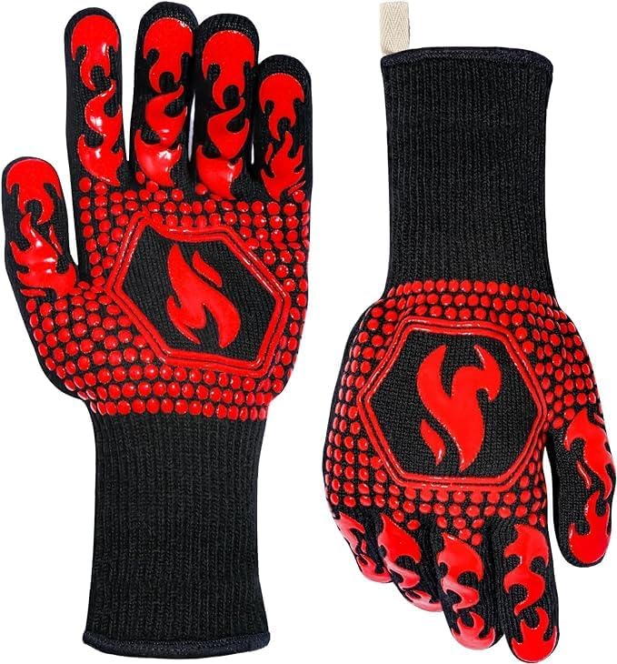 Amazon.com : Oven Gloves Grill Gloves, 1472℉ Heat Proof Non-Slip Grill ...