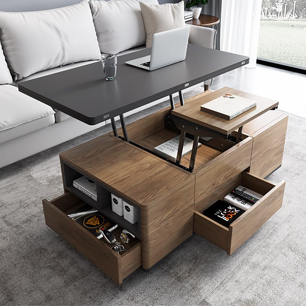 Amazon.com: homary Modern Lift-Top Coffee Table with 3 Drawers, Multi ...