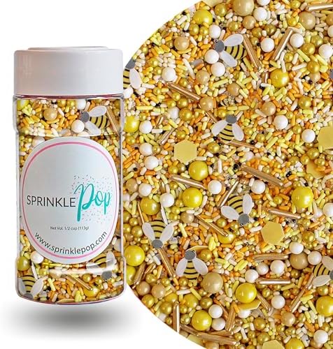 Amazon.com: Sprinkle Pop Honey Bee Sprinkle Mix| Yellow Gold Sprinkles ...