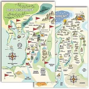 Amazon.com: Bible Story Map Poster, 16"x24" Unframed Set of 2 Old and ...