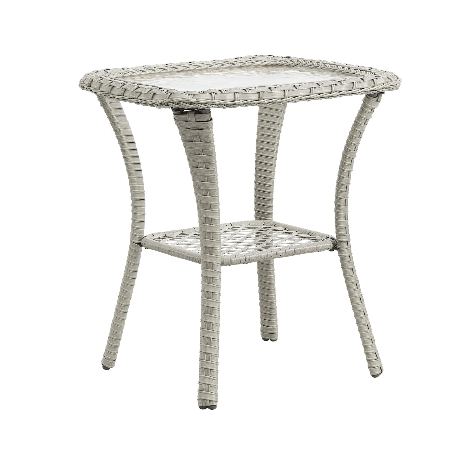 Amazon.com : Belord Small Outdoor Side Table - Tempered Glass Wicker ...