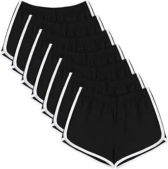 URATOT 7 Pack Cotton Sports Shorts Summer Yoga Dance Pants Breathable Workout Running Shorts ...