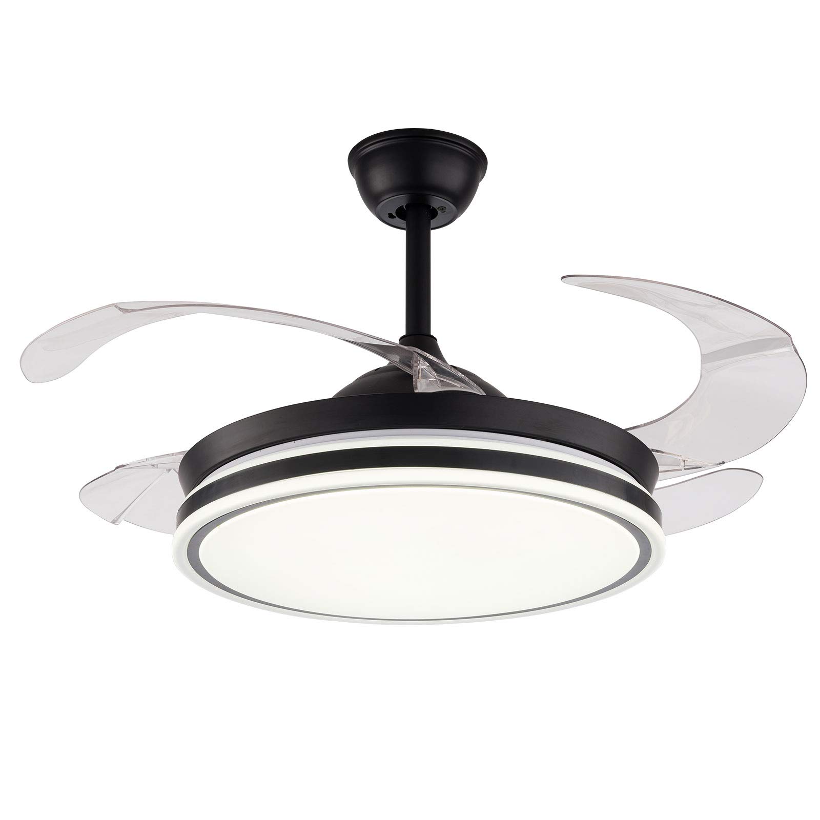 42inch Led Ceiling Fan Black Celing Fans With Light Telescopic ...