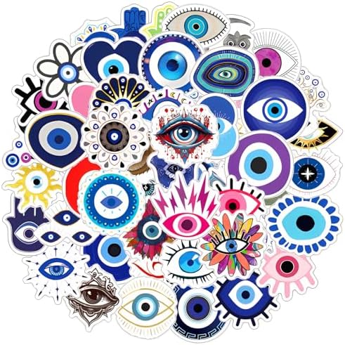 60PCS Evil Eyes Stickers, Vinyl Waterproof Blue Eyes Decal for Water ...