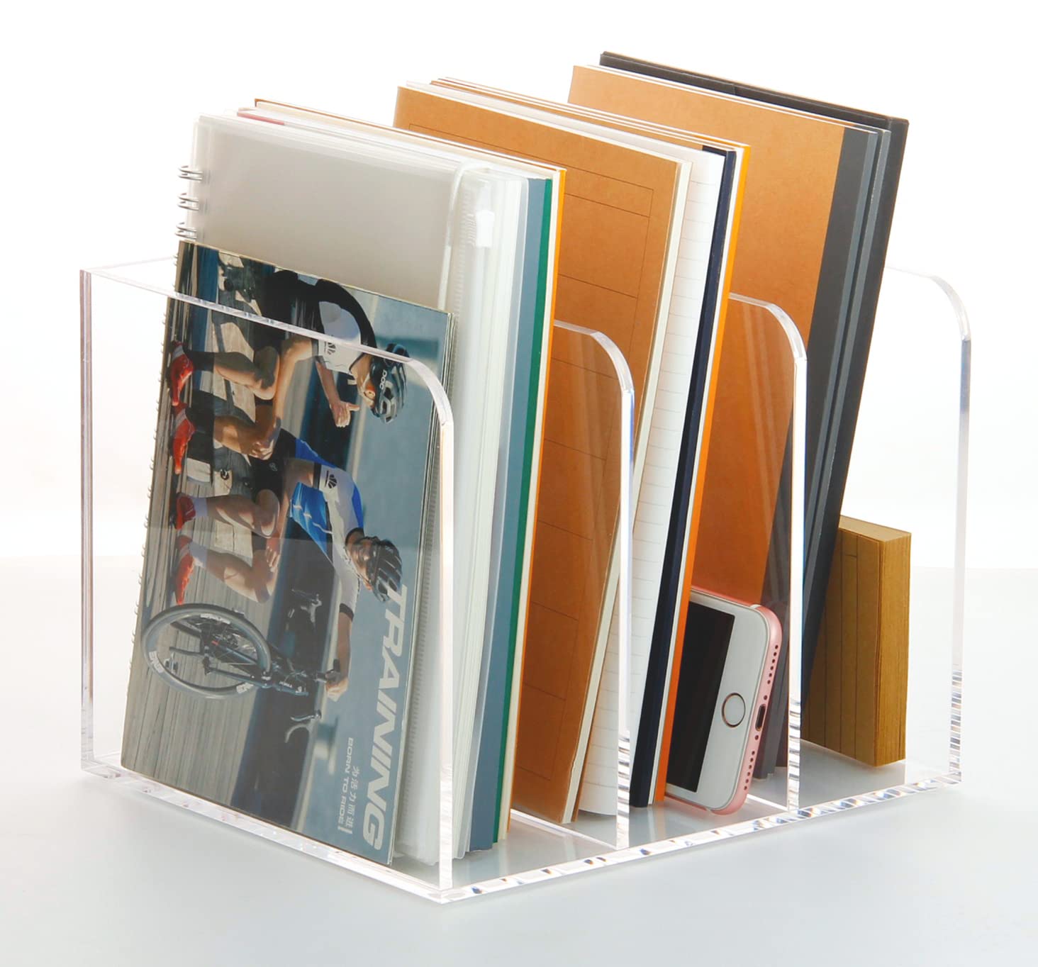 SANRUI Magazine Rack 3 Vertical Compartments Magazine File Holder ...
