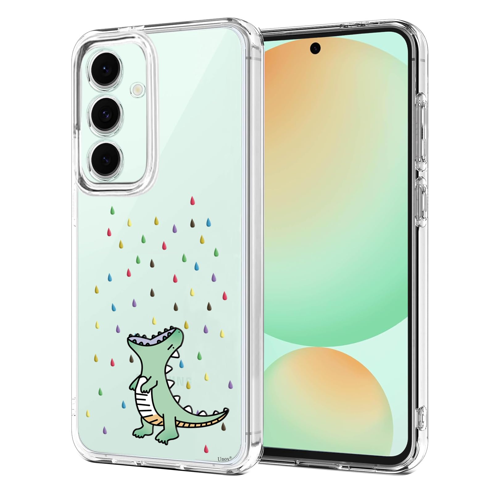 Amazon.com: Unov Compatible with Galaxy S24 FE Case Clear with Design Soft TPU Shock Absorption ...