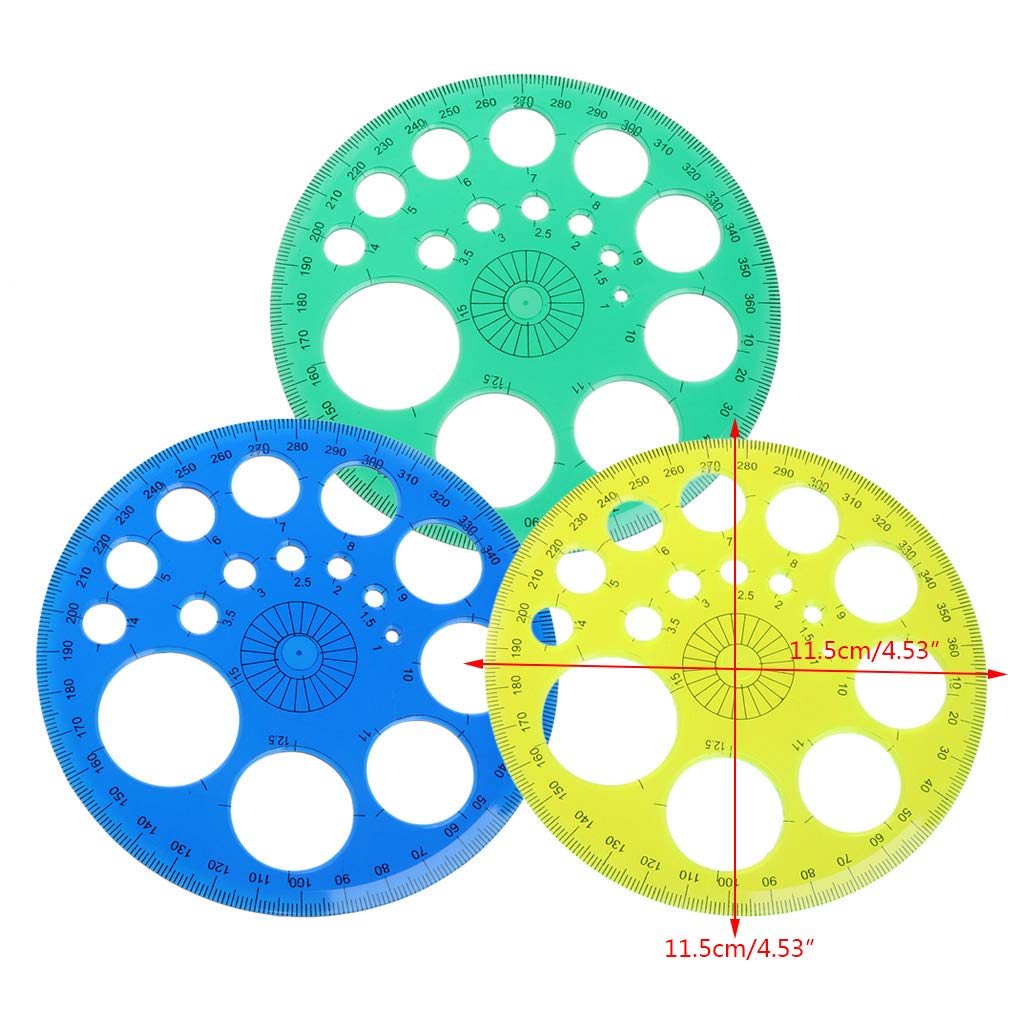 Office Measuring Tools 360 Degree Thick Plastic Protractor - 16 Circle ...