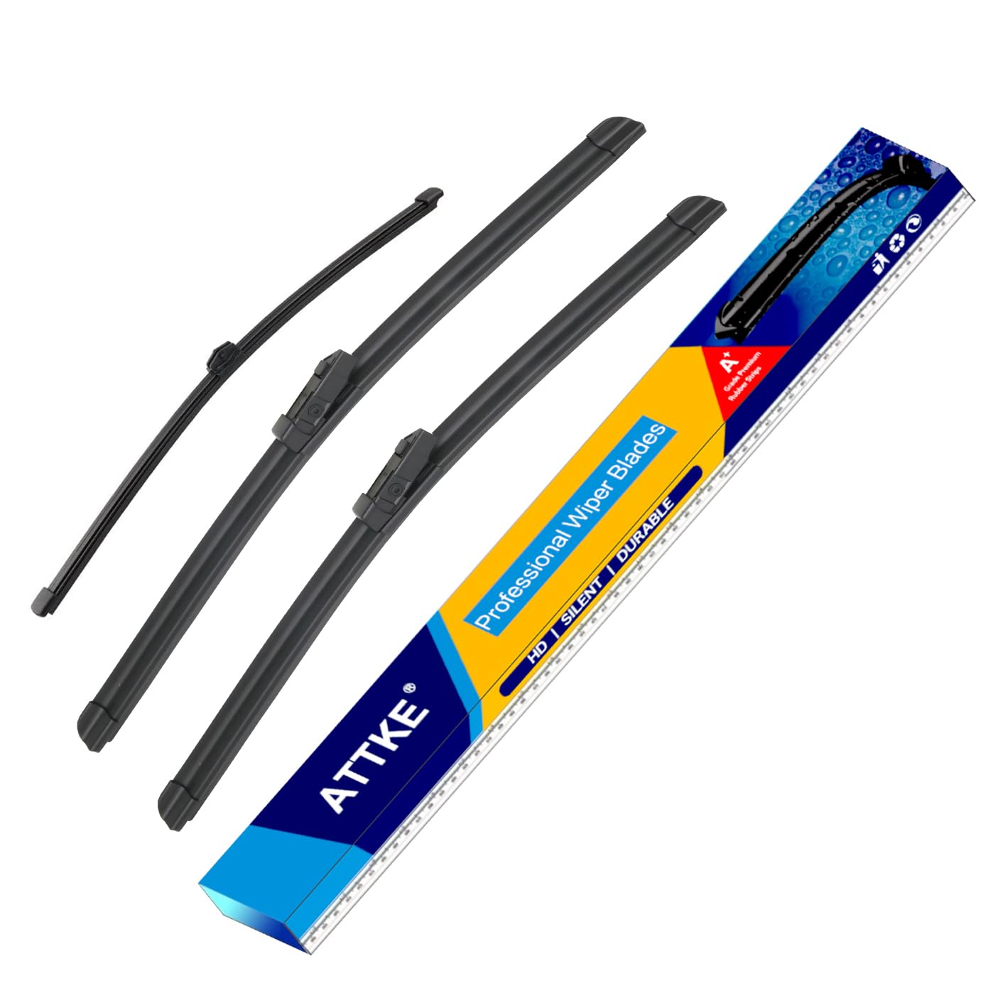 3 Wiper Blades 27" + 20" Front Wiper + 15" Rear Wiper Blades for Audi ...