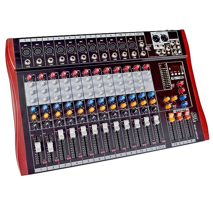 Adiohub Audio Mixer 12 Channel Audio Mixer Sound Mixing Console with ...