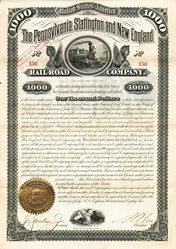 Amazon.com: Pennsylvania, Slatington and New England Railroad - Bond ...