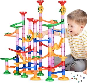 Ainiv 143Pcs Marble Runs Toys with 30 Plastic Marbles + 10 Luminous ...