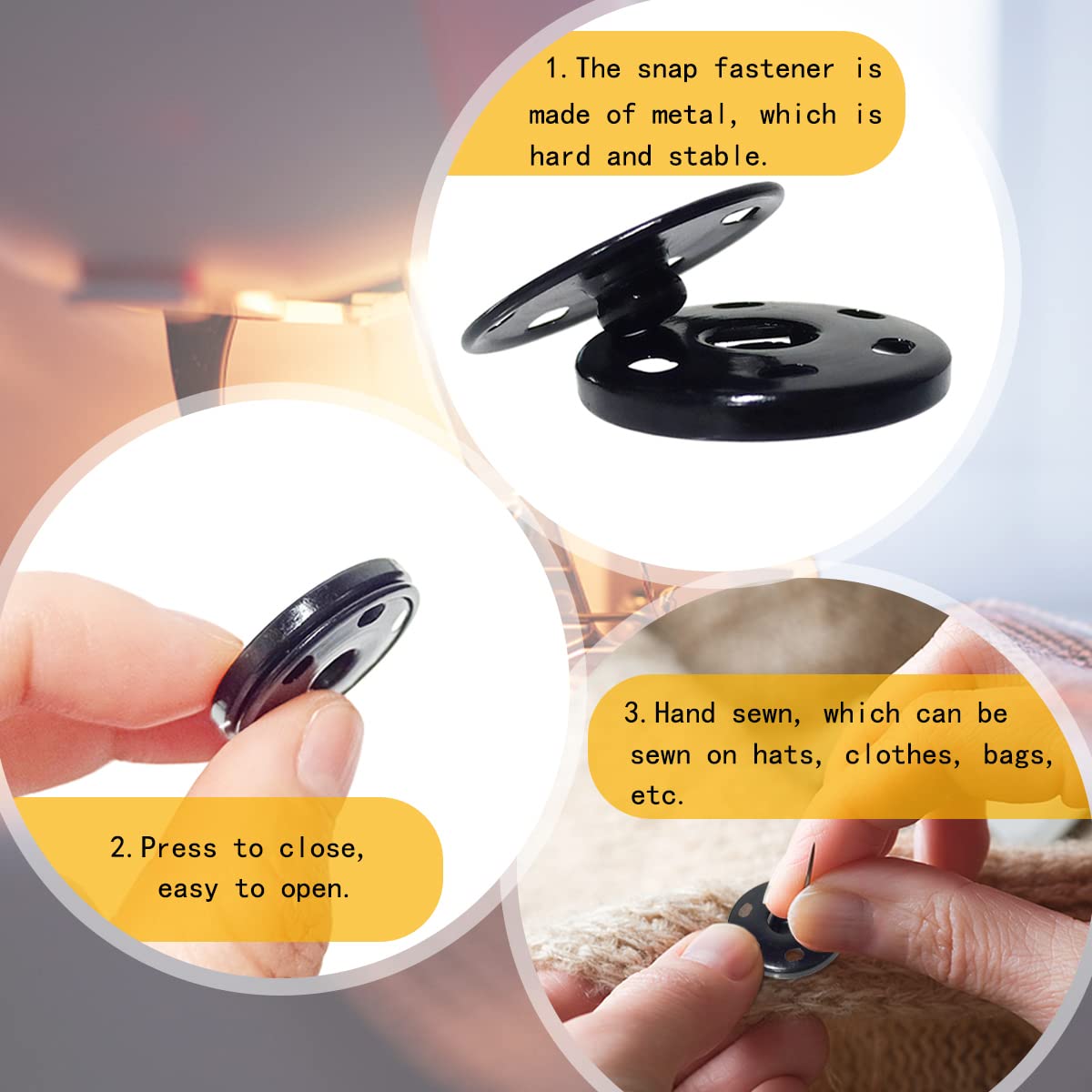 Snapklik.com : 12 Sets Metal Sew On Snap Buttons 25mm Dia Snaps ...