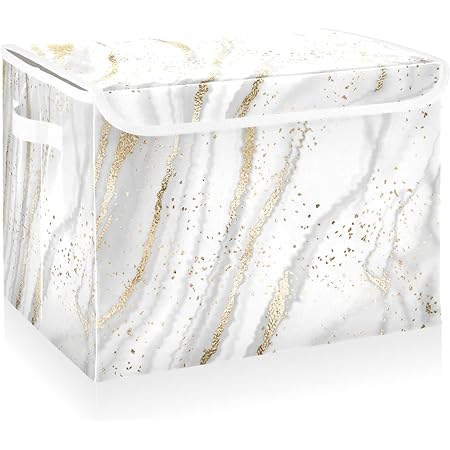 Amazon.com - CaTaKu Gold White Marble Storage Bins with Lids Fabric ...