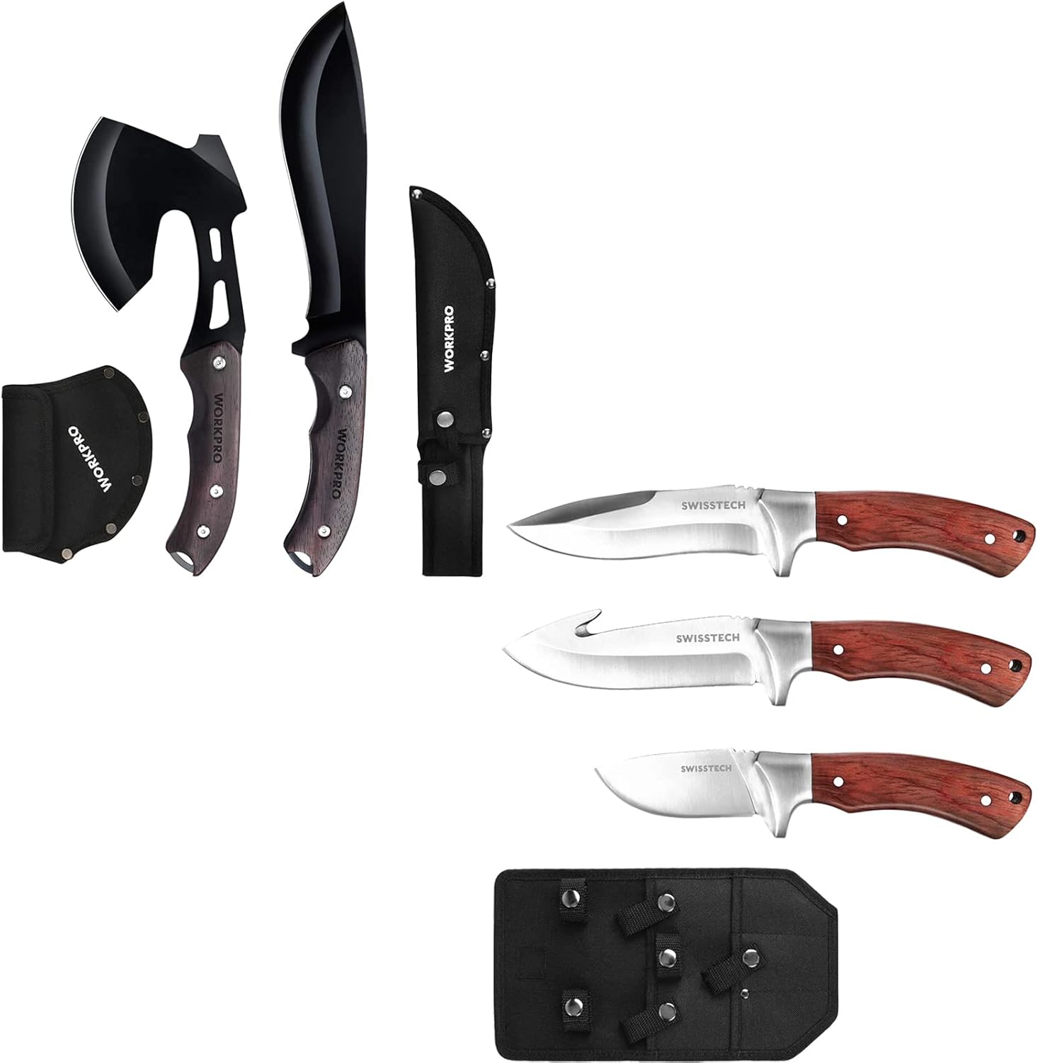 Amazon.com : WORKPRO Axe and Fixed Blade Knife Combo Set & Swiss+Tech 3 ...
