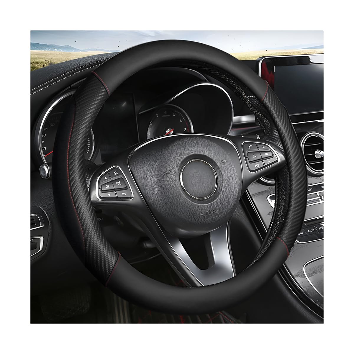 Amazon.com: AUCELI Car Steering Wheel Cover, Universal Leather Auto ...