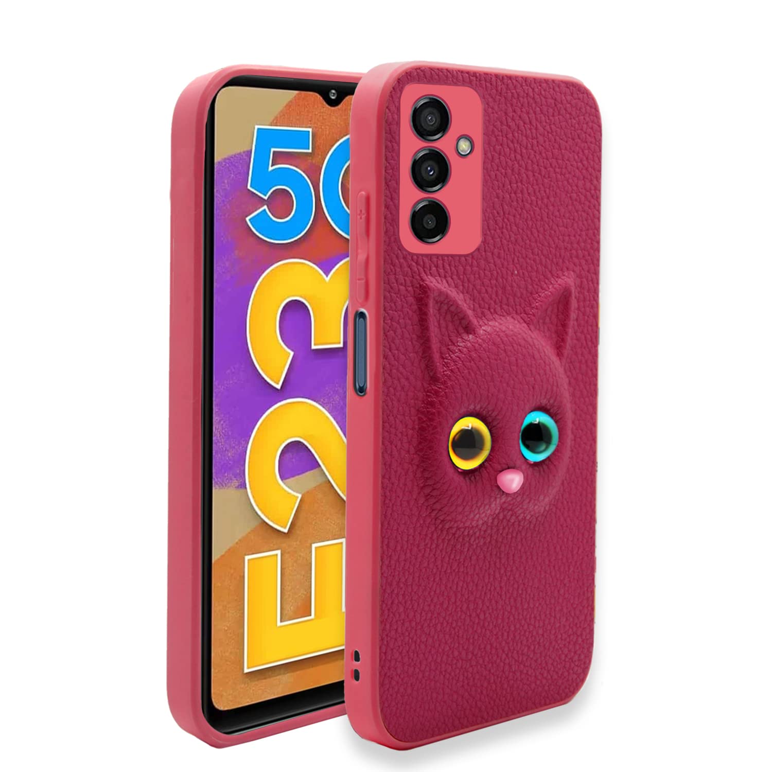 Pikkme Samsung Galaxy F23 5G Back Cover for Girls | Cute Cat Leather ...