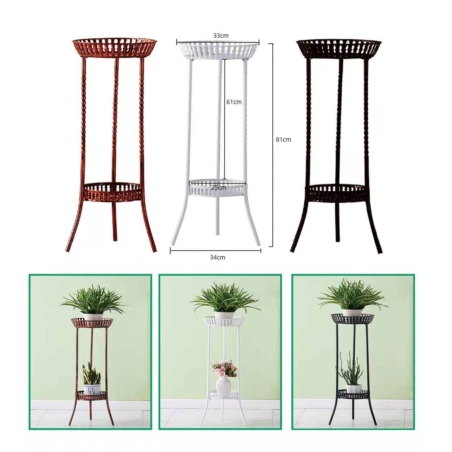 YANMENG Metal Iron High Plant Stand Indoor Outdoor, Sturdy Planter ...