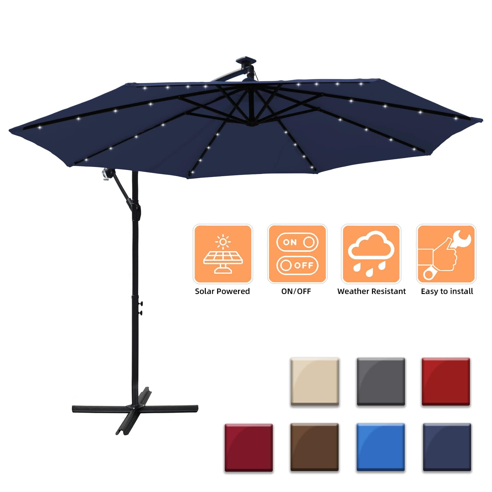 Snapklik.com : SUNLAX Solar Offset Umbrella, 10ft Cantilever Hanging ...