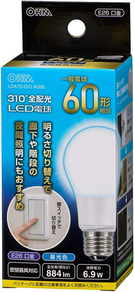 Amazon | LED電球 E26 60形相当 3段階調色 電球色スタート_LDA7L-G/CK AG93 06-3427 | オーム(OHM) | LED電球 通販
