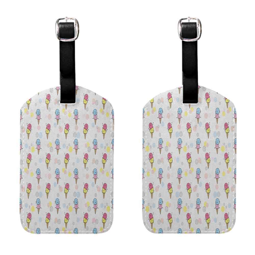 Buy Travel ID Bag Tag Ice Cream,Cartoon Style Characters with Funny ...