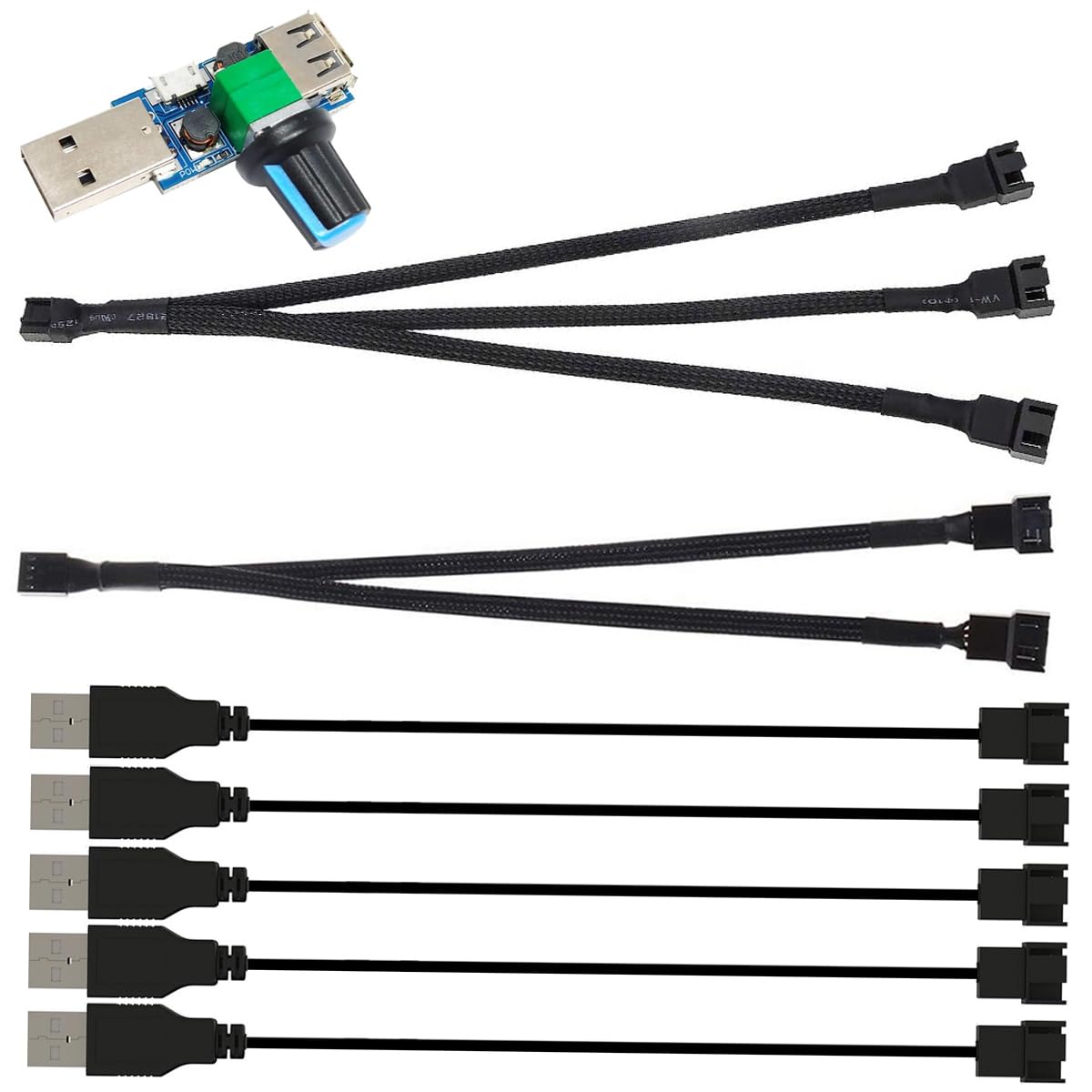 Amazon.com: Gebildet 5pcs USB to 3-Pin / 4-Pin PWM 5V USB Sleeved Fan ...