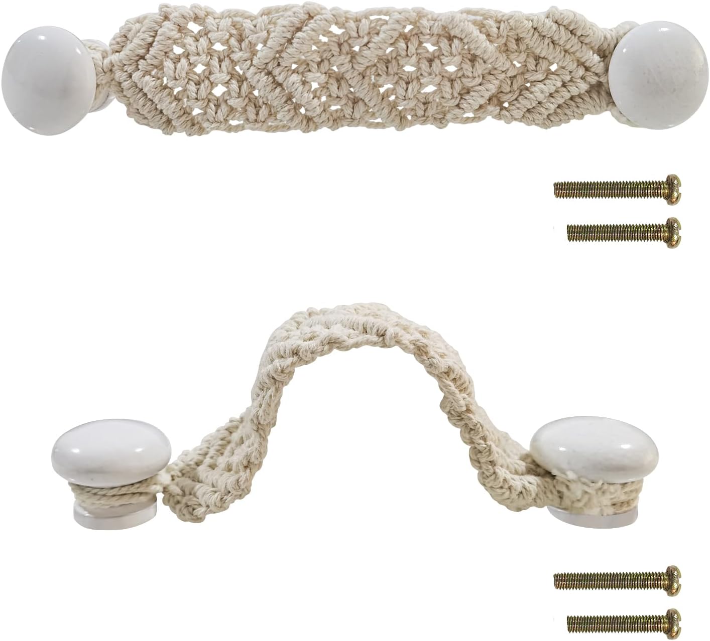 RFORPLY Bohemian Style Braided Rope Wooden Pulls, 4 Pack Cabinet Drawer ...