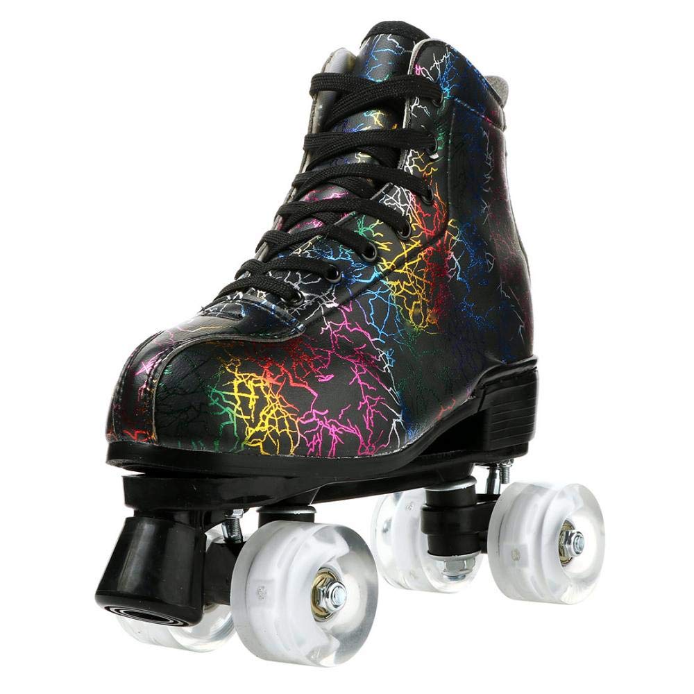 Snapklik.com : Womens Roller Skates Light Up Wheels, Leather Adjustable ...