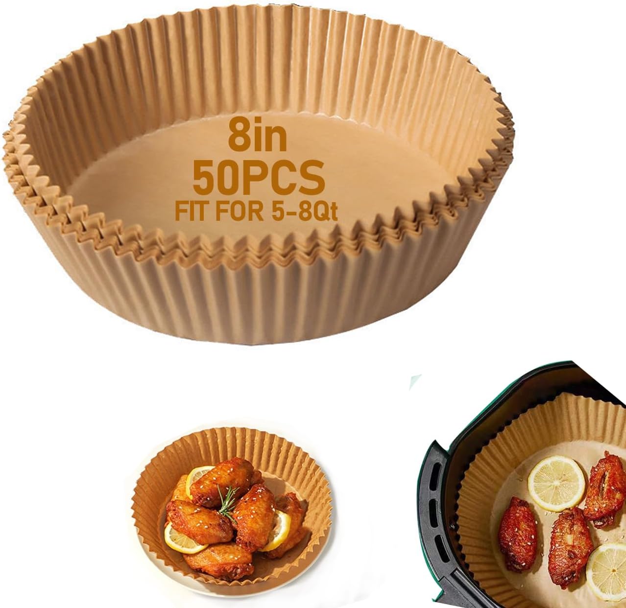 Amazon.com: [50-Pack Value Set] Round Air Fryer Liners | Disposable Non ...
