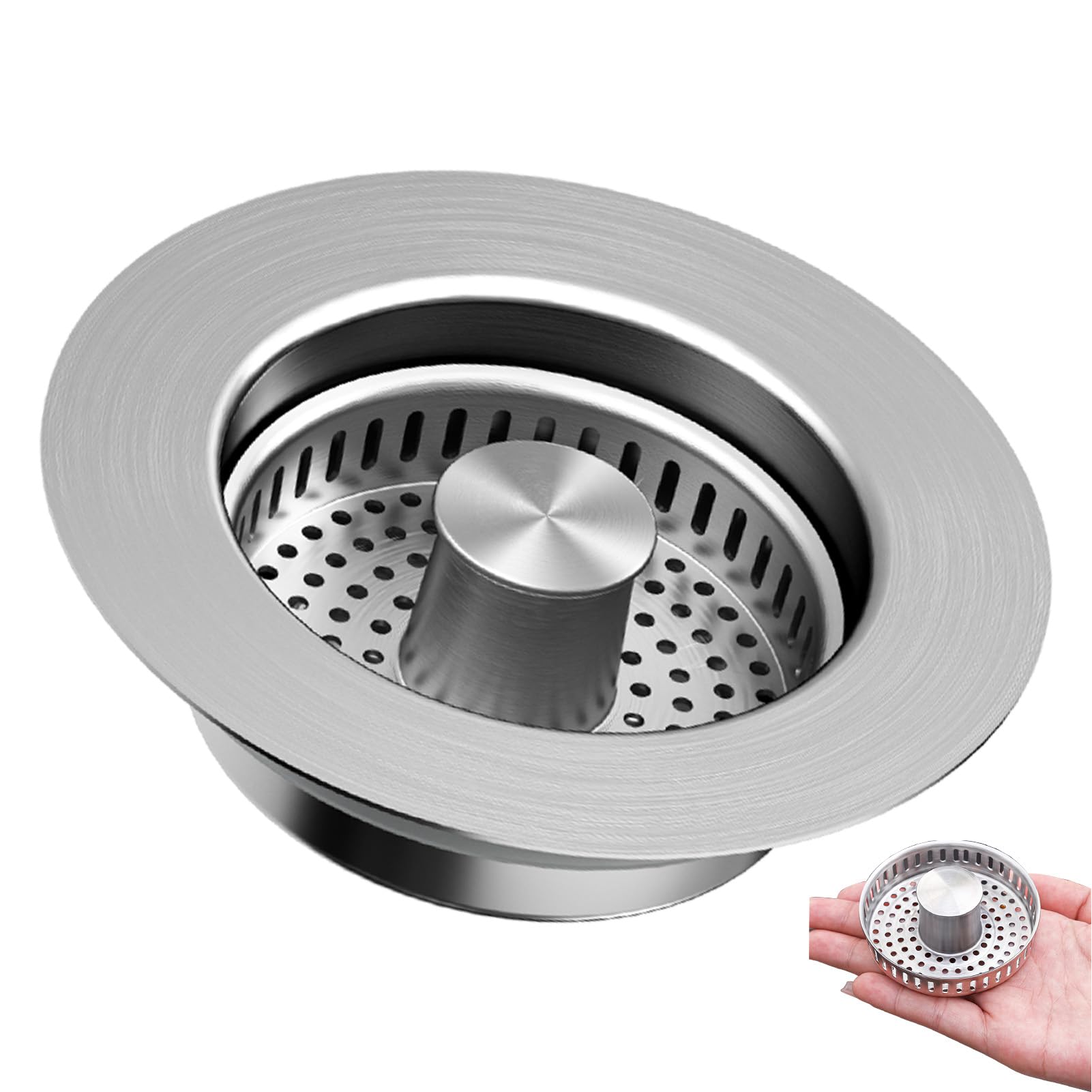 Upgraded 3-in-1 Kitchen Sink Drain Filter，Brass Bounce Core ，Stainless ...