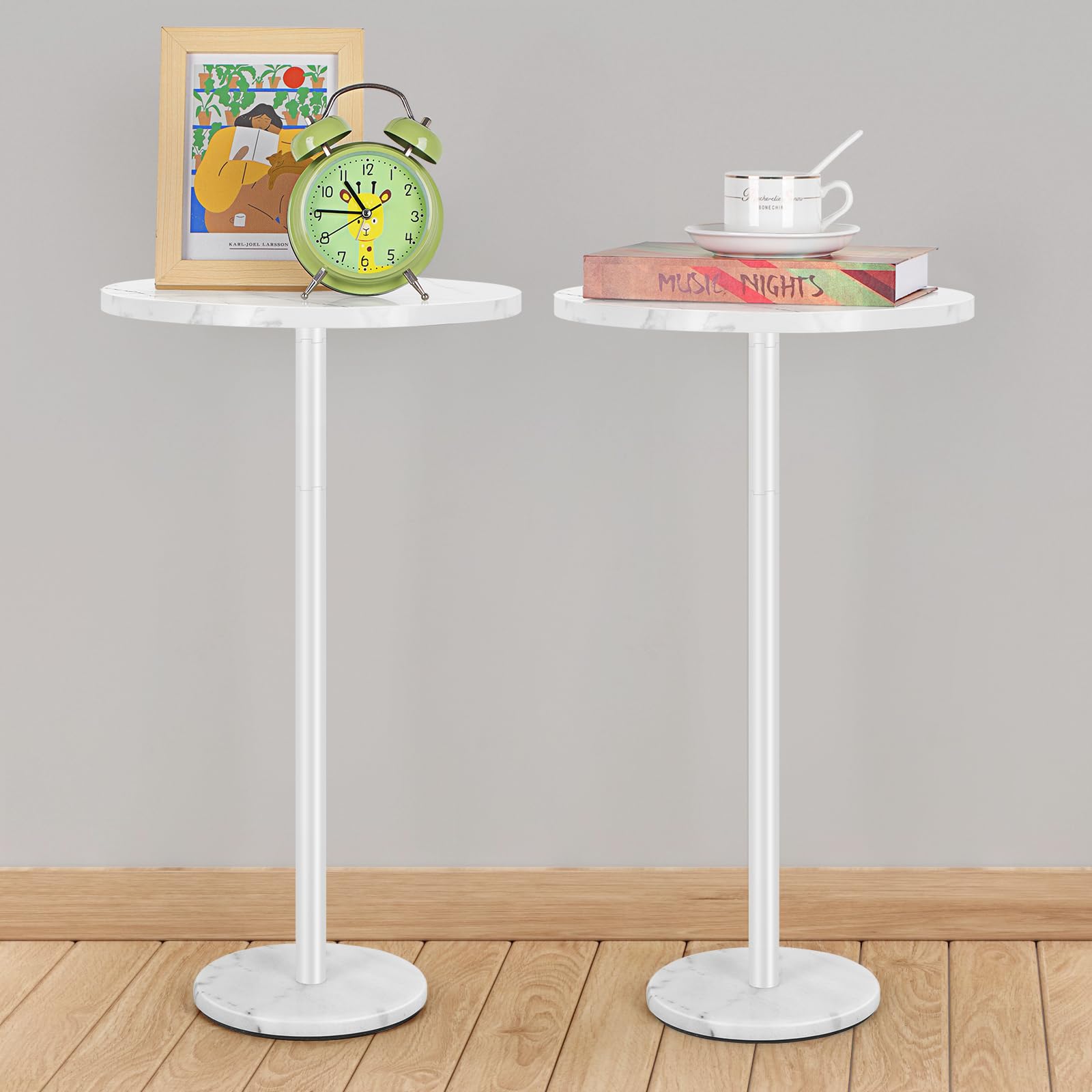 Amazon.com: White Round Side Table Small End Table Set of 2 Modern ...