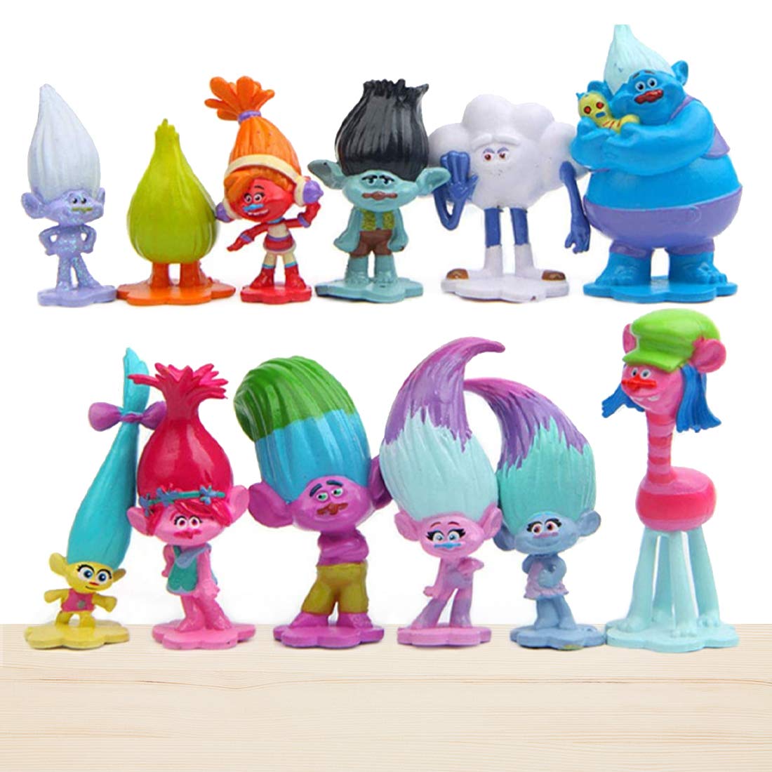 Wopin 12 Pcs Mini Trolls Figures Hanei Mini Trolls Cake | Desertcart ...
